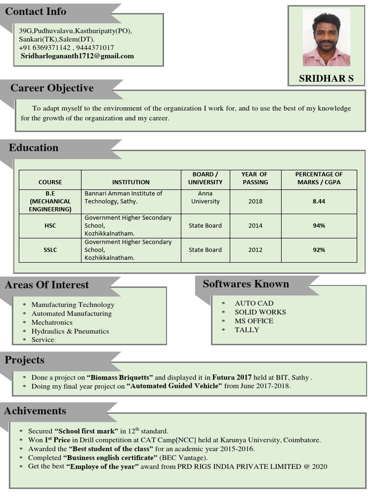 Resume 24.01.2023 | PDF | Engineering