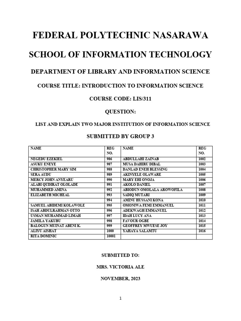 HND 1 Ass On Information Science | PDF | Information Science | Science