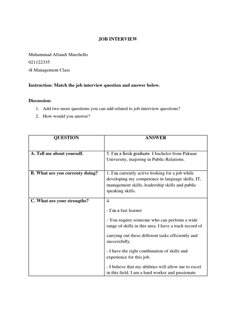 Job Interview Question and Answer new | Download Free PDF | Job ...