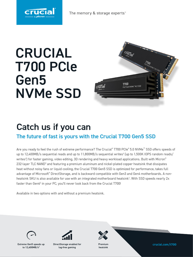 Crucial t700 b2c Product Flyer en | PDF | Solid State Drive | Office ...