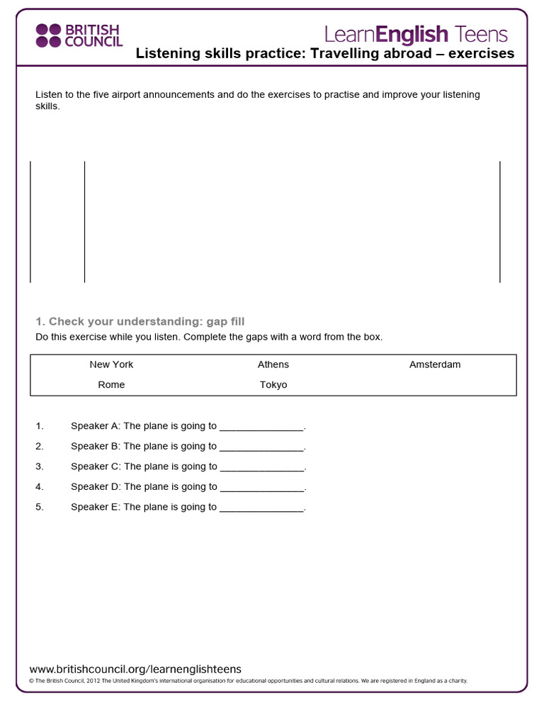 Airport and On-Board Announcements - Listening 3 - Unit 3 | PDF