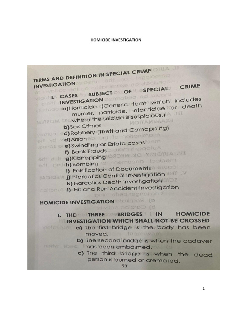 Homicide Investigation Overview | PDF