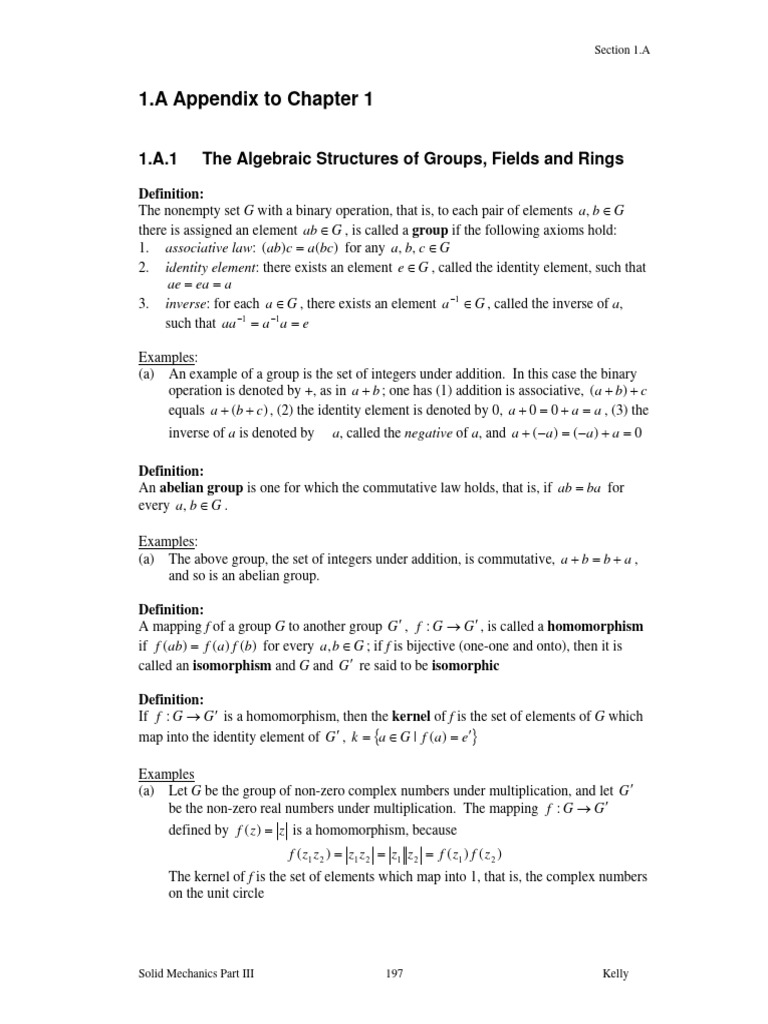 Vectors Tensors 20 Appendix A | PDF | Ring (Mathematics) | Group (Mathematics)