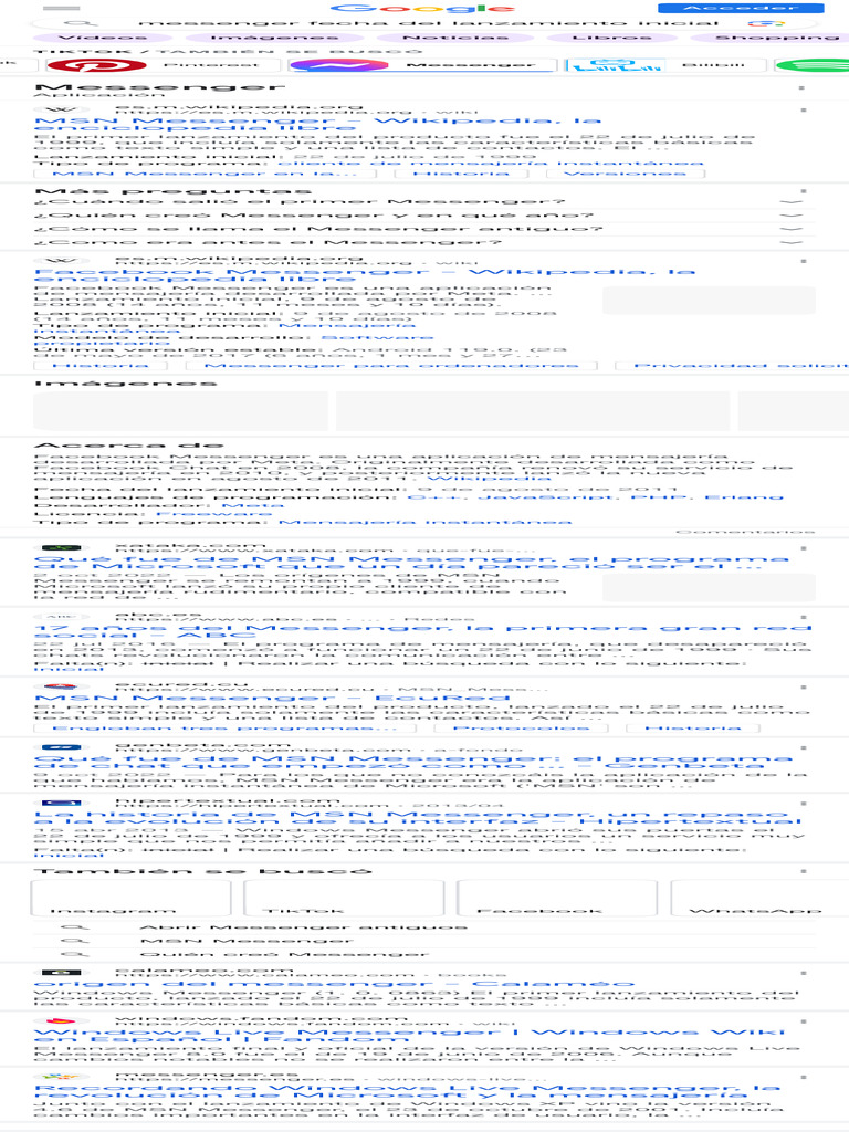Historia de Facebook Messenger y MSN | PDF | Software | Sitios web