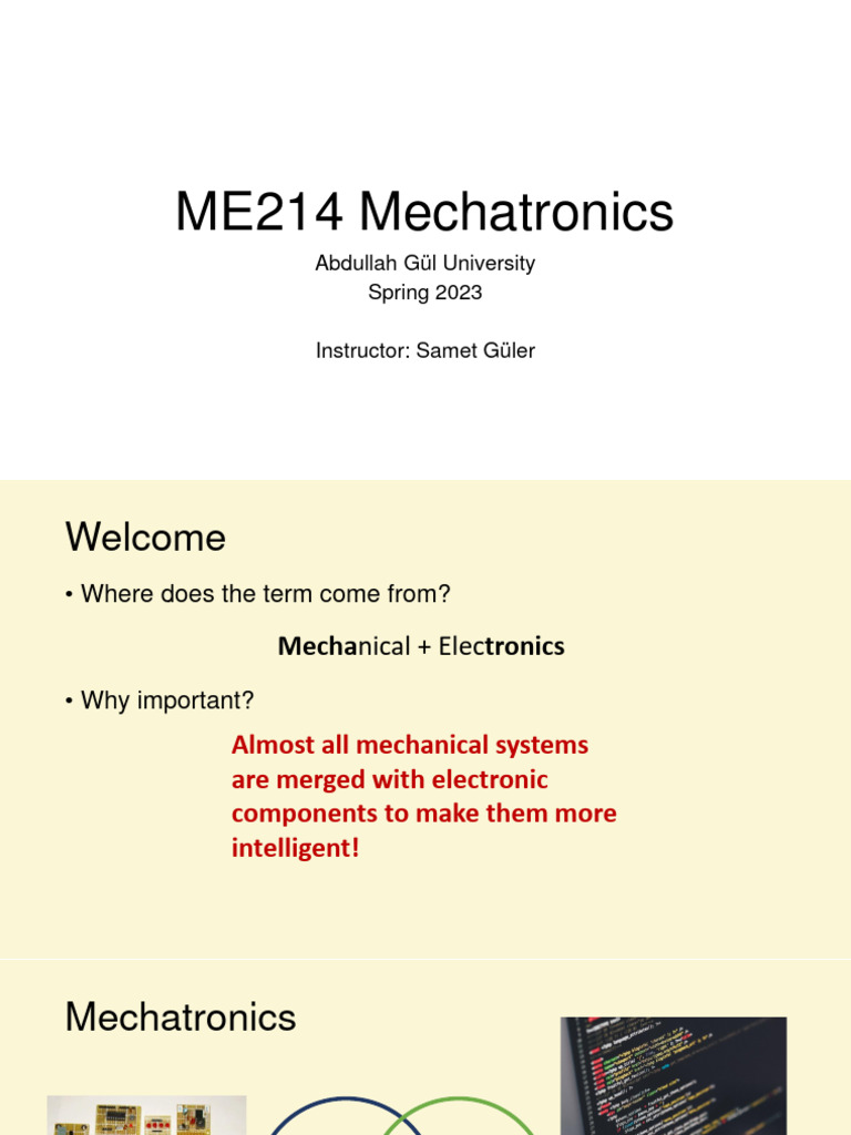 ME214 Lec1 Introduction | PDF | Mechatronics | Electrical Network