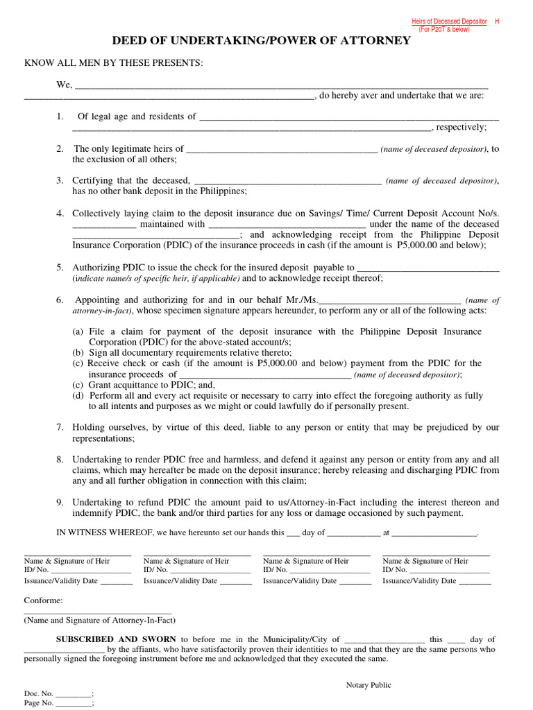 Deed_of_Undertaking | PDF | Deposit Account | Insurance