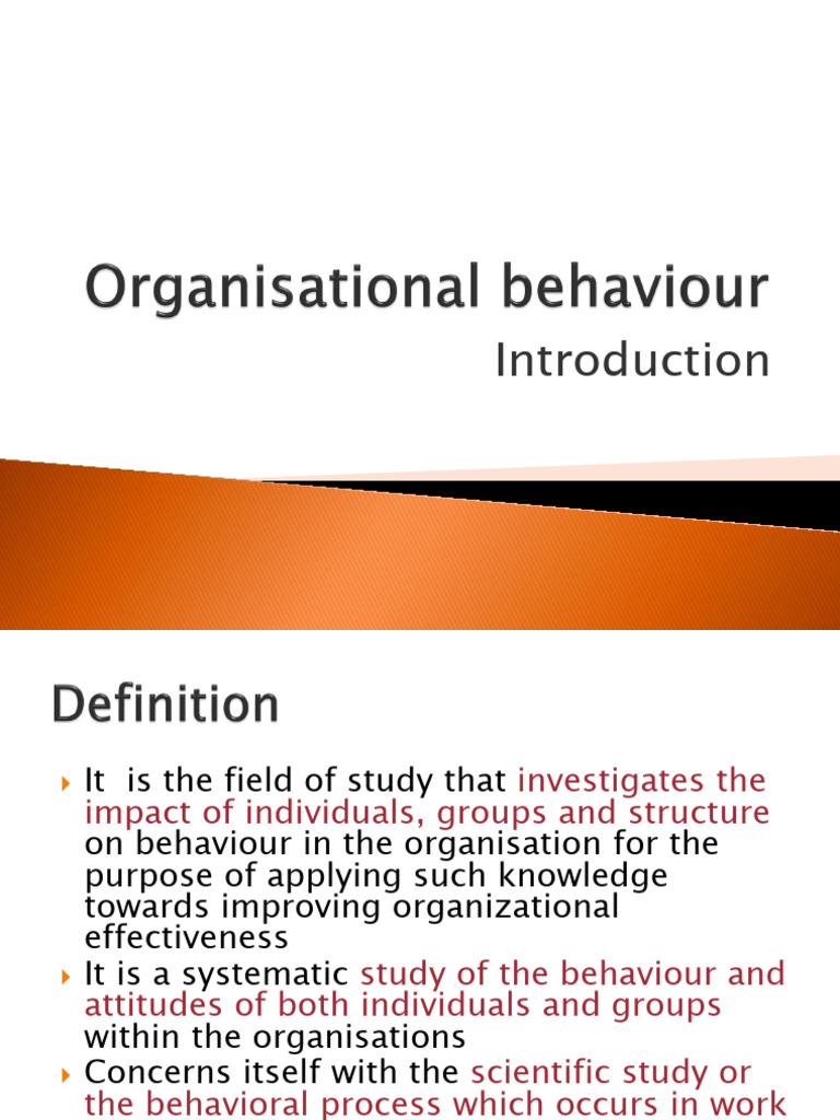Organisational Behaviour - Introduction | PDF | Classical Conditioning | Organizational Culture