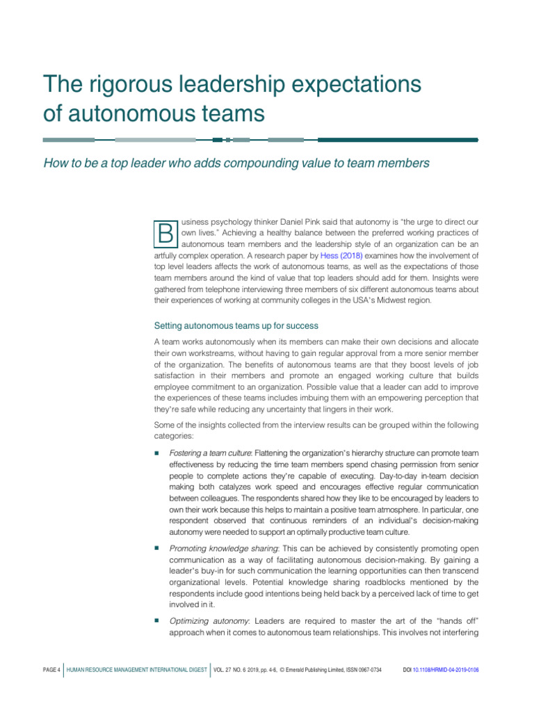 The Rigorous Leadership Expect | PDF | Leadership | Autonomy