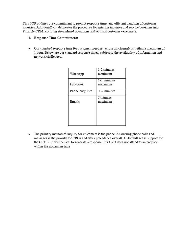 Customer Experience SOP Draft | PDF | Customer Relationship Management ...
