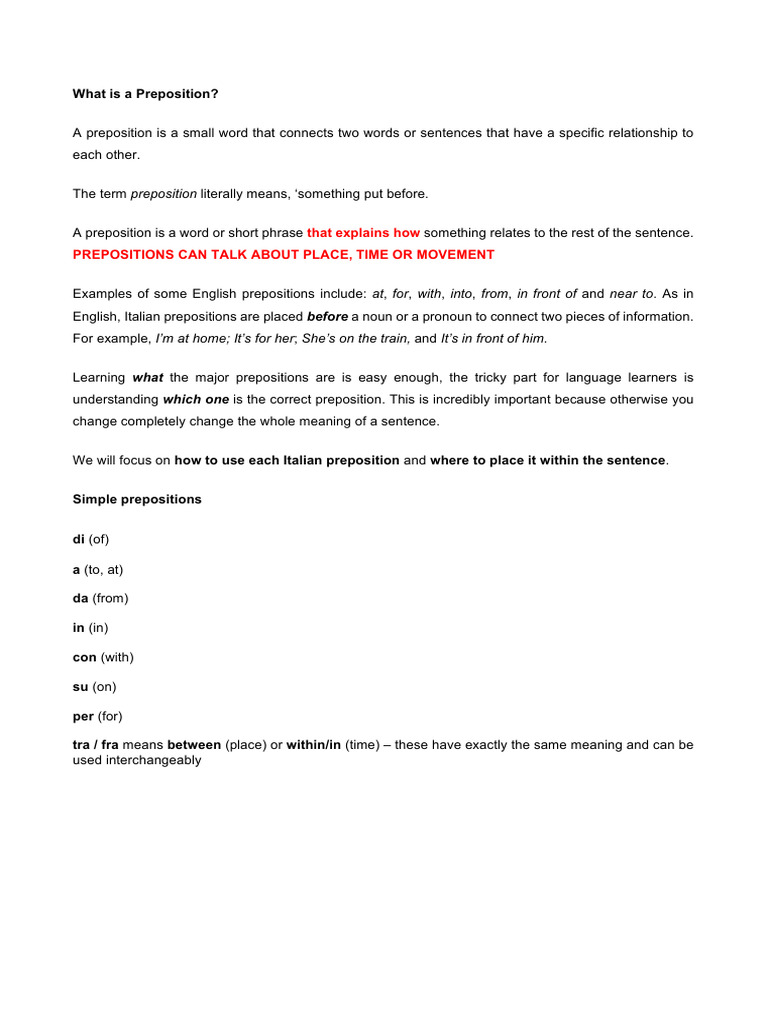 What is a Preposition | Download Free PDF | Preposition And Postposition | English Language