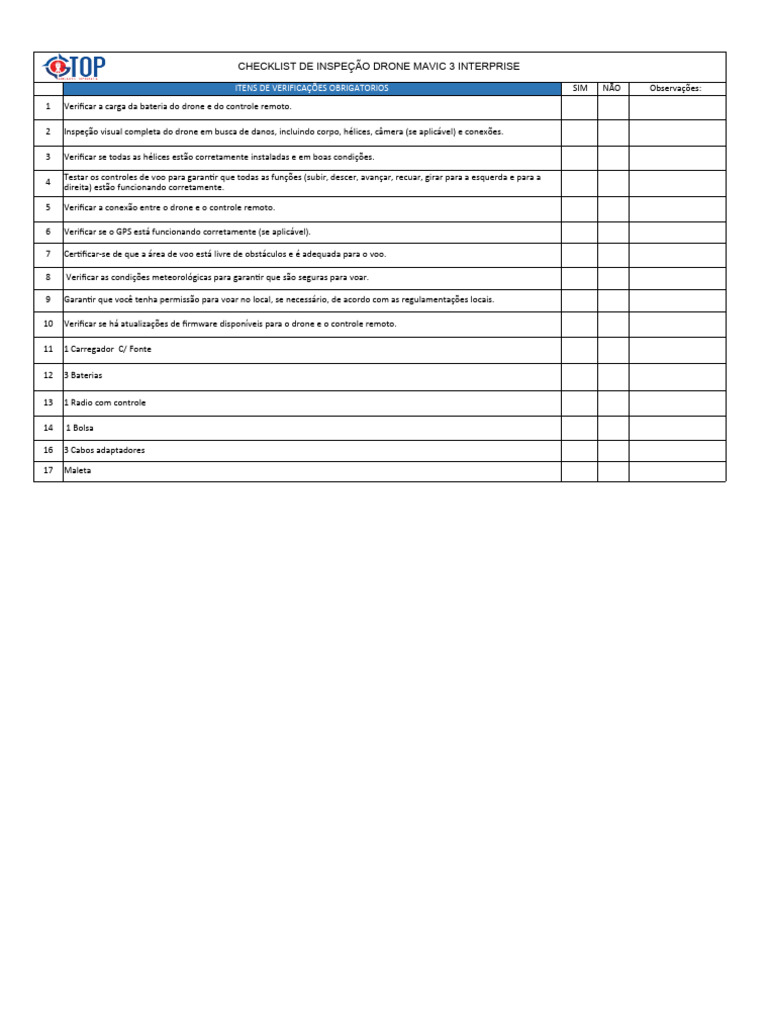 Checklist Drone MAVIC AIR | PDF