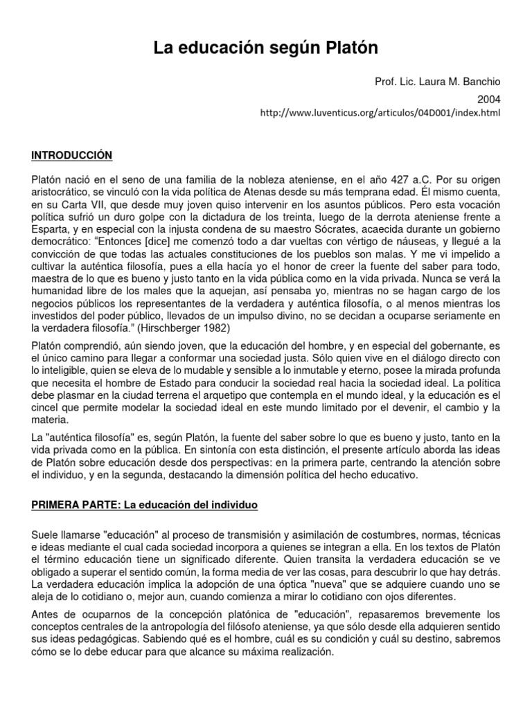 04 Platon Y La Educación Pdf Platón