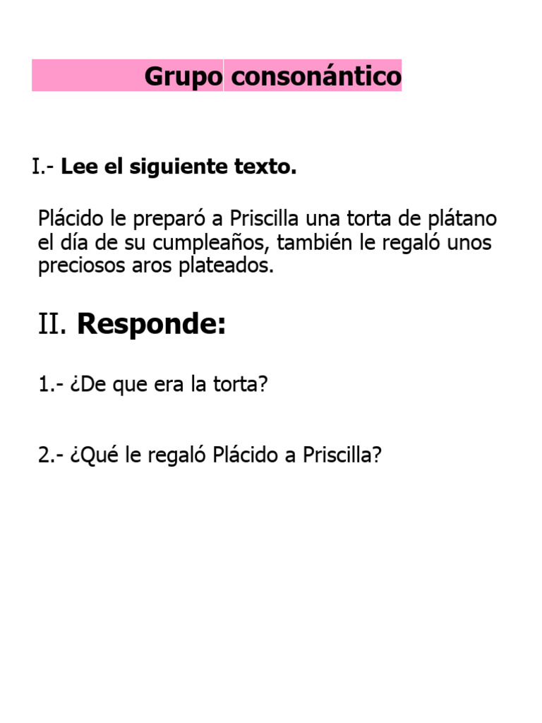 Grupos Consonánticos: PR y PL | PDF | Estudios de idiomas extranjeros