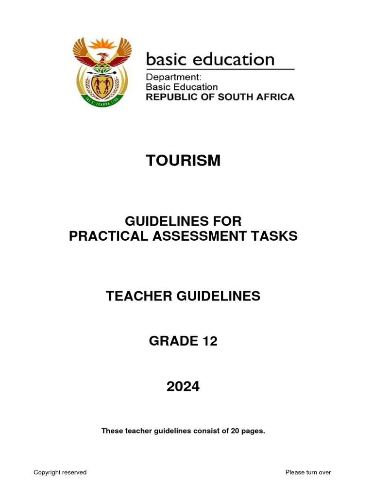 Tourism PAT GR 12 2024 (Teacher Guidelines) Eng | PDF | Critical ... Tourism PAT GR 12 2024 (Teacher Guidelines) Eng | PDF | Critical ...