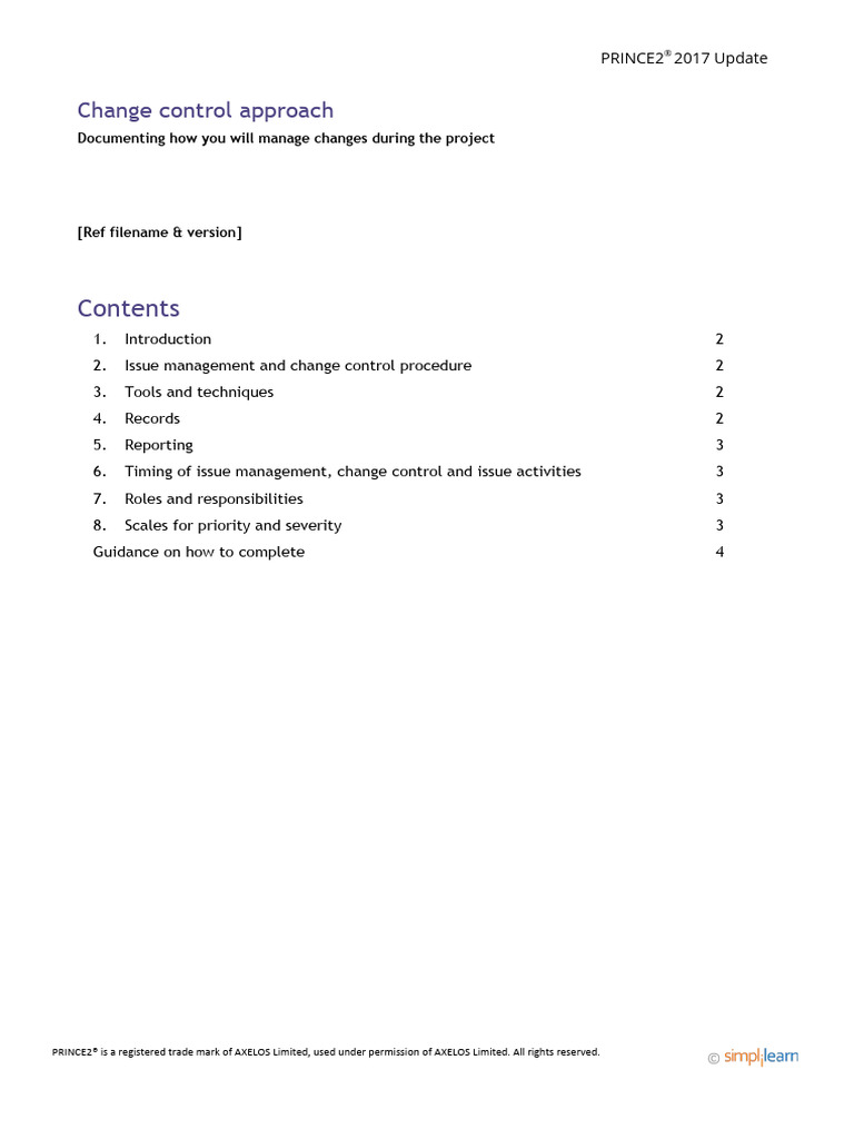 Change Control Approach - PRINCE2 2017 | PDF | Business