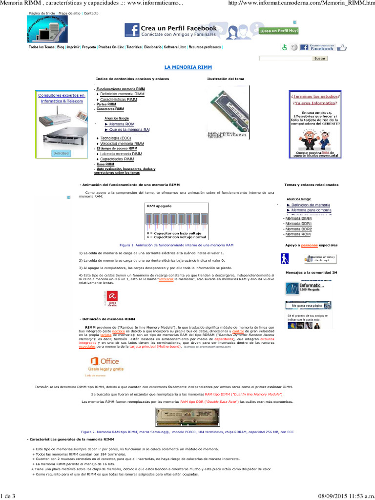 Memoria RIMM, Caracteristicas y Capacidades | PDF | Memoria de acceso ...