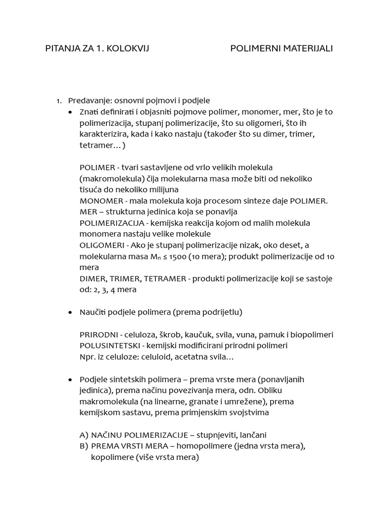 Polimerni Materijali 1 | PDF