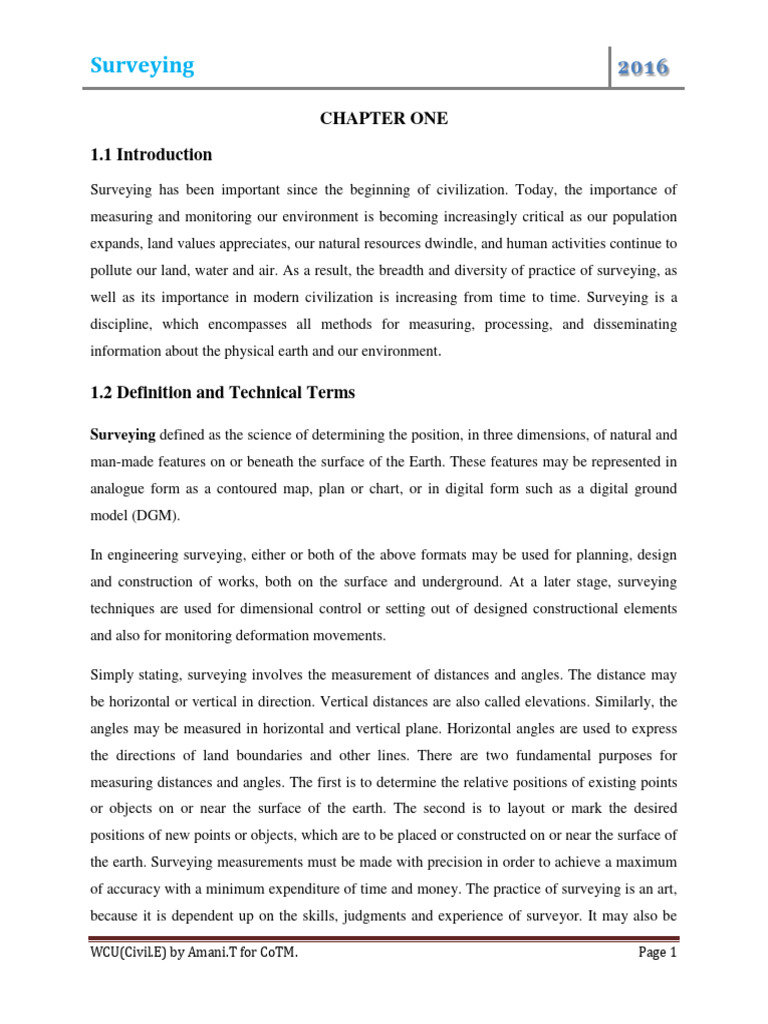 Chapter 1 and 2 For CoTM | PDF | Surveying | Observational Error