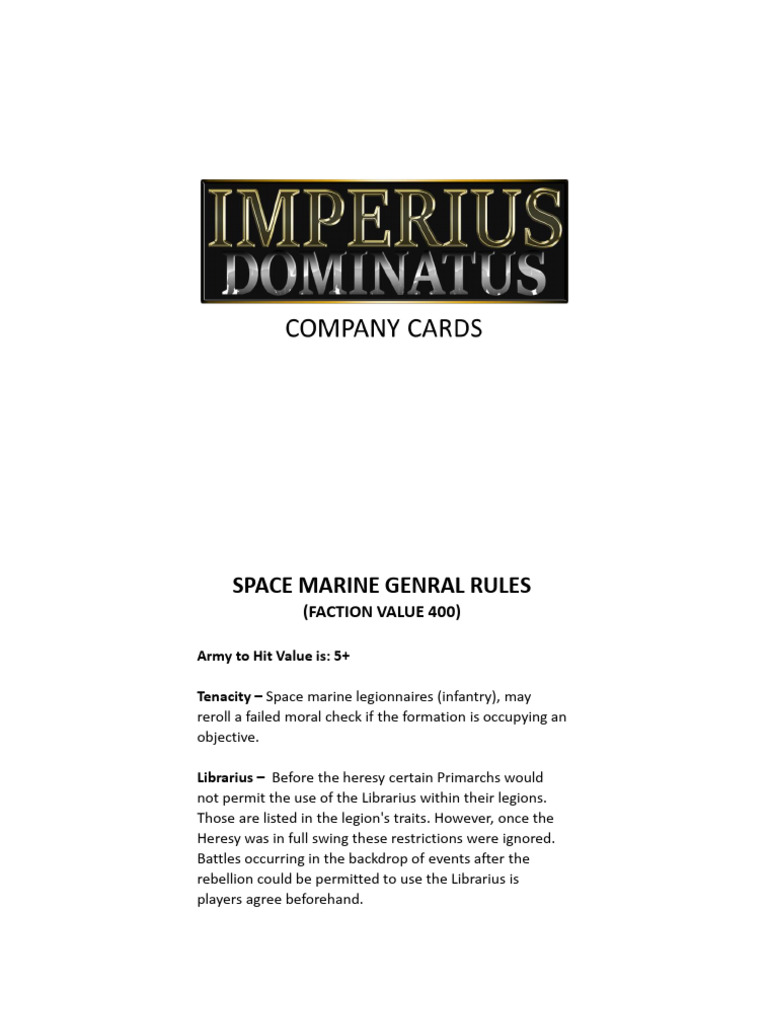 Legiones Astartes Company Cards v1.1 | PDF | Roman Legion | Military ...