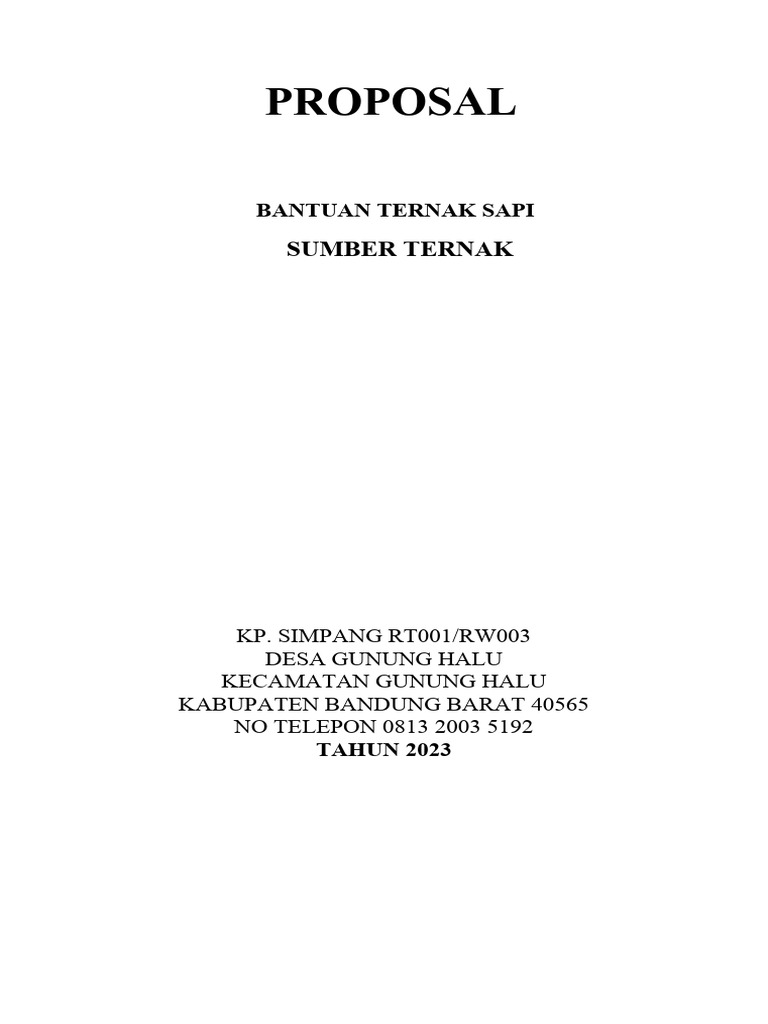 Proposal Domba Sumber Ternak | PDF
