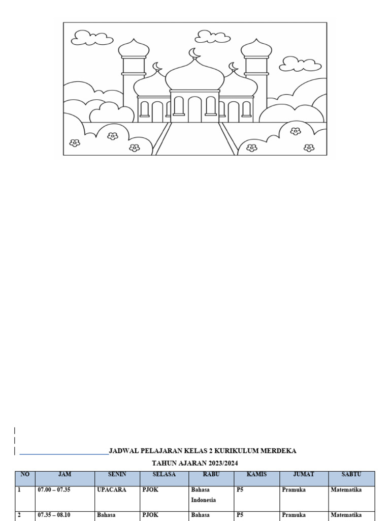 Jadwal Pelajaran Kelas 2 Kurikulum Merdeka Pdf