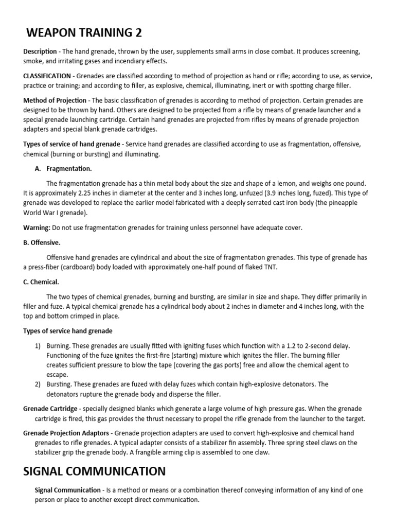 Grenade Types and Uses Guide | PDF | Knot