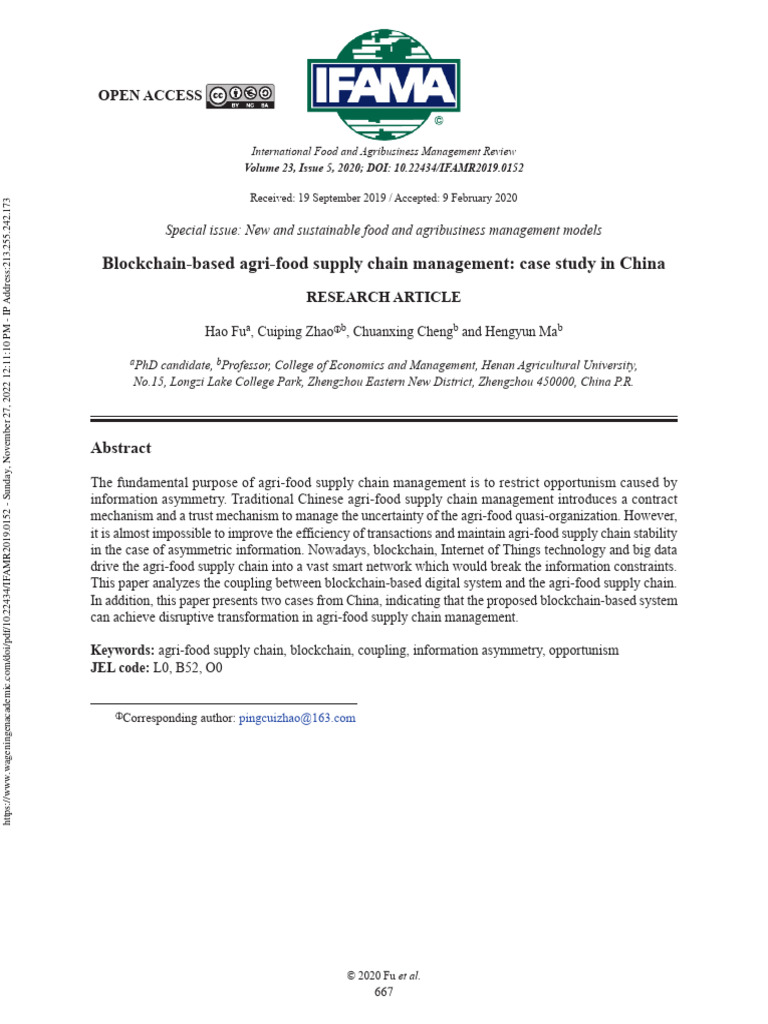 Blockchain-Based Agri-Food Supply Chain Management | PDF | Supply Chain ... Blockchain-Based Agri-Food Supply Chain Management | PDF | Supply Chain ...