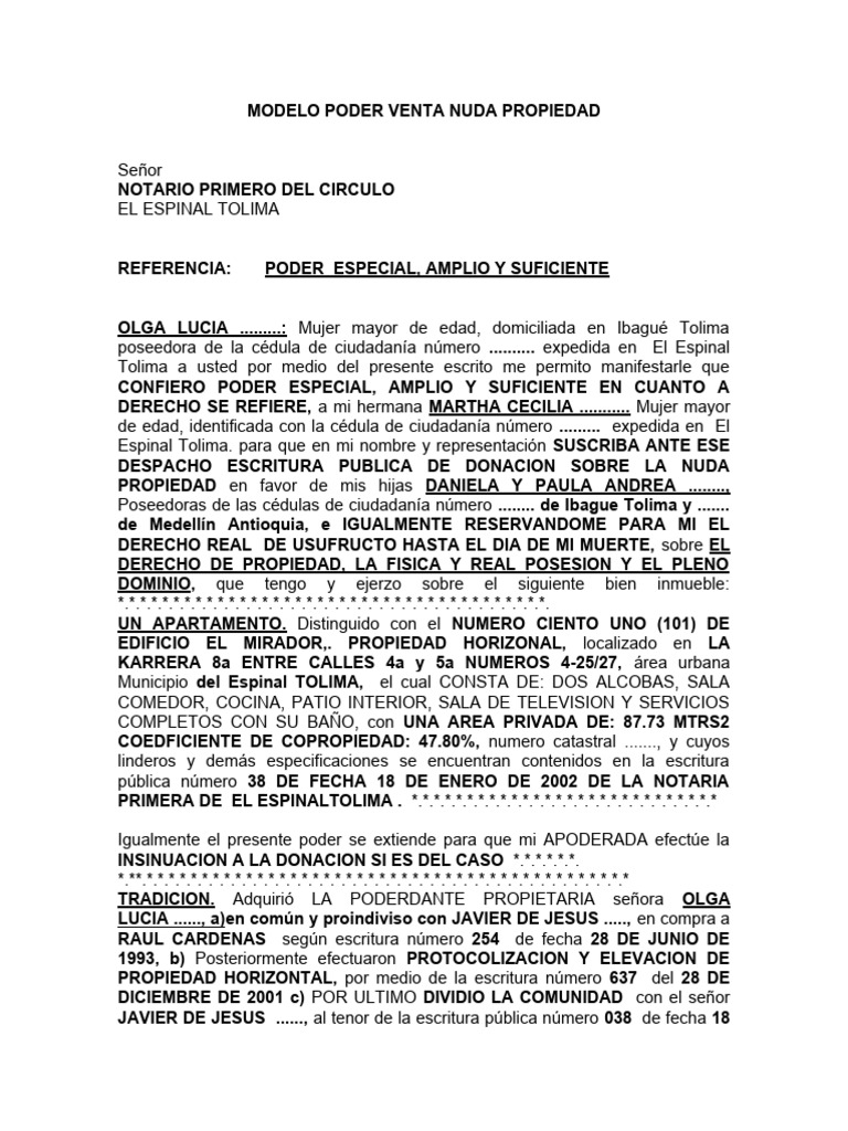 Poder para Donación de Nuda Propiedad | PDF