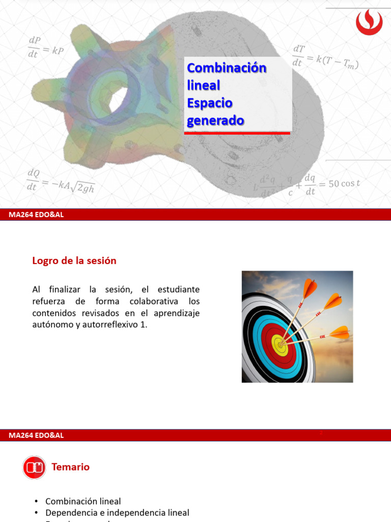 MA264 Sesión 3.1 Clase integradora - Combinación lineal. Espacio generado | PDF | Espacio ...
