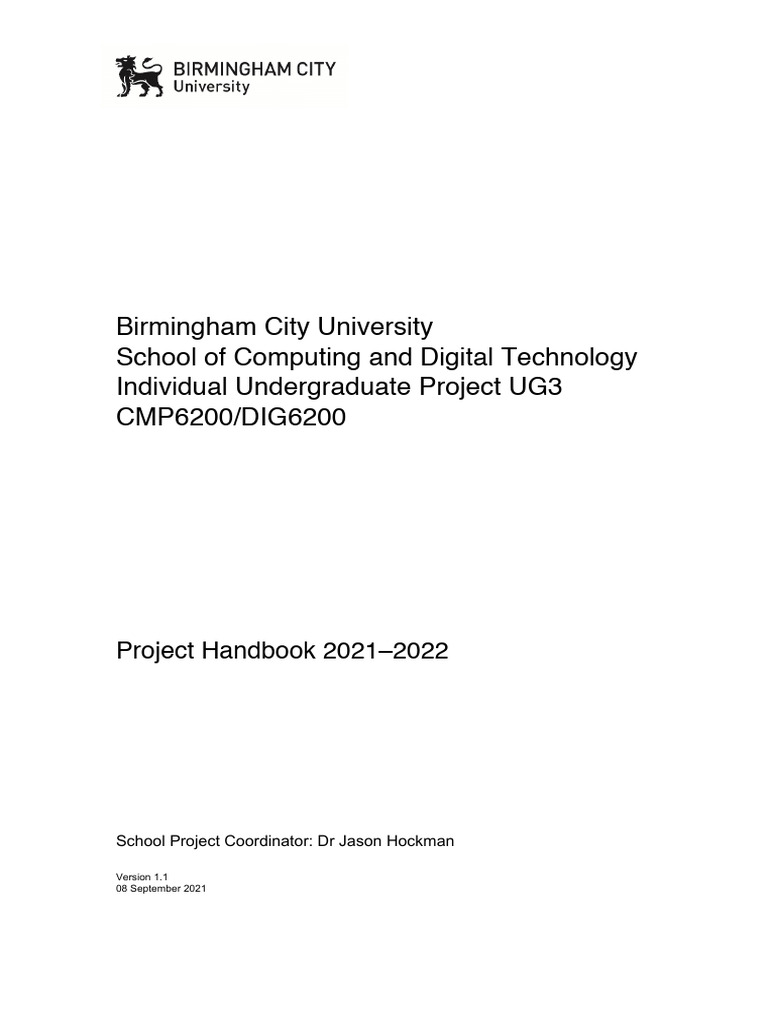 Birmingham City University Project Handbook | PDF | Evaluation | Thesis