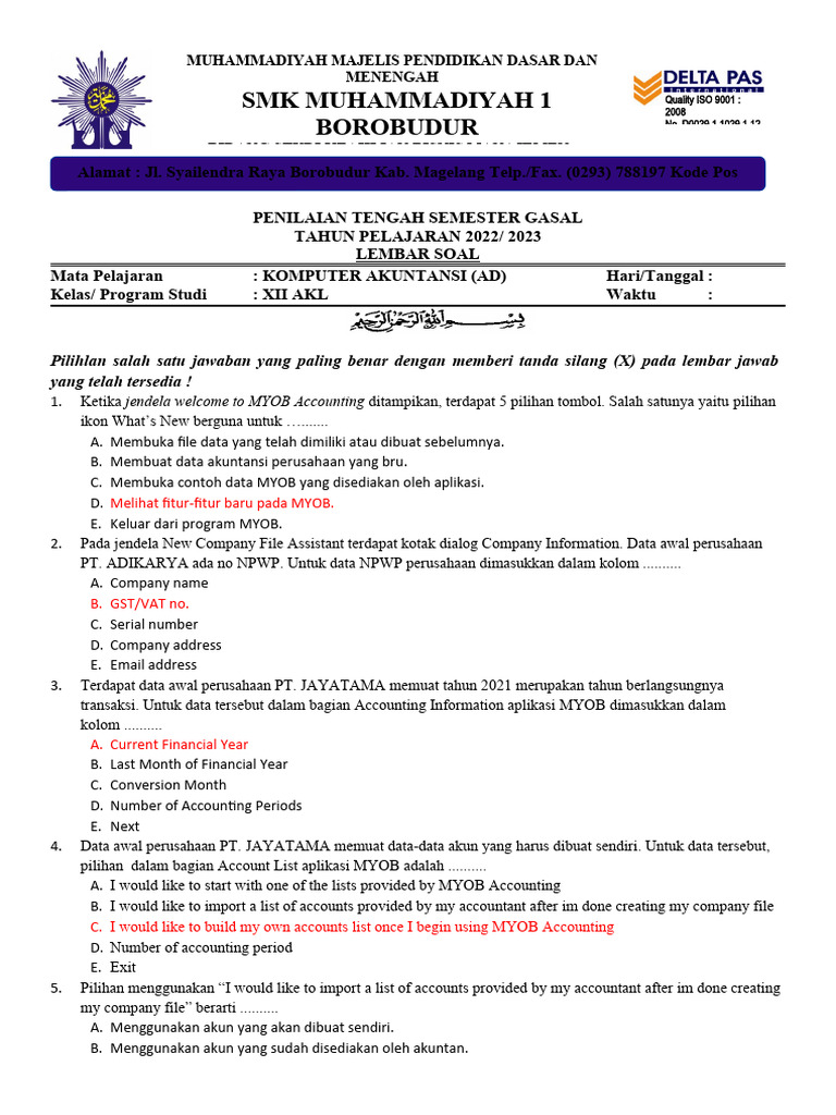Soal Ujian Komputer Akuntansi XII AKL | PDF | Bisnis | Pengelolaan ...