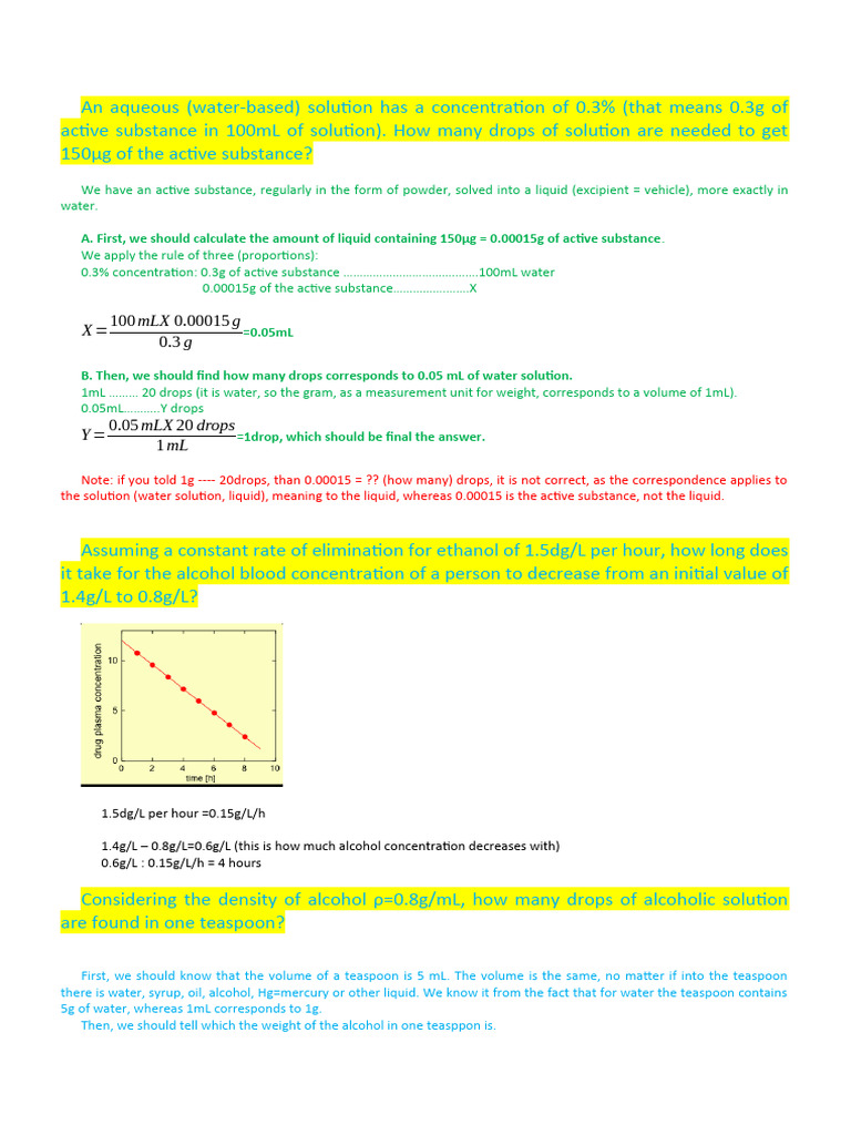 More Calculation Exercises | PDF | Liquids | Water