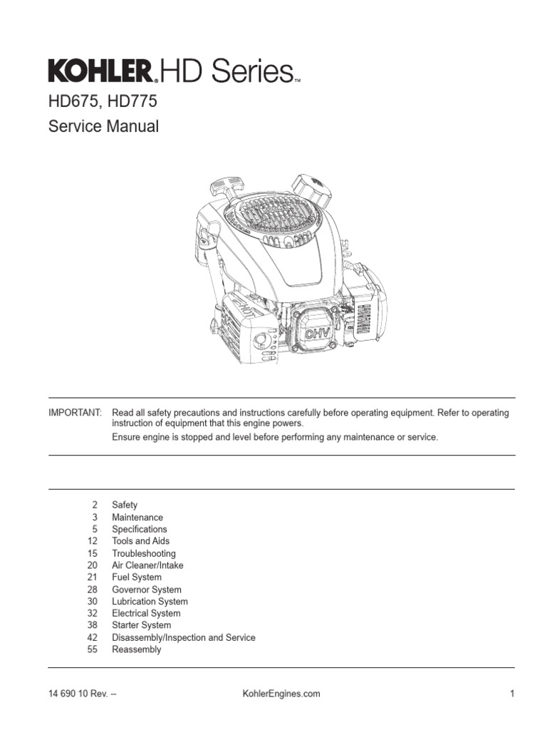 Kohler - HD675, HD775 - Series - Service - Manual | PDF | Gasoline ...