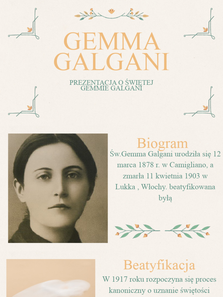 Prezentacja o Świętej Gemmie Galgani | PDF