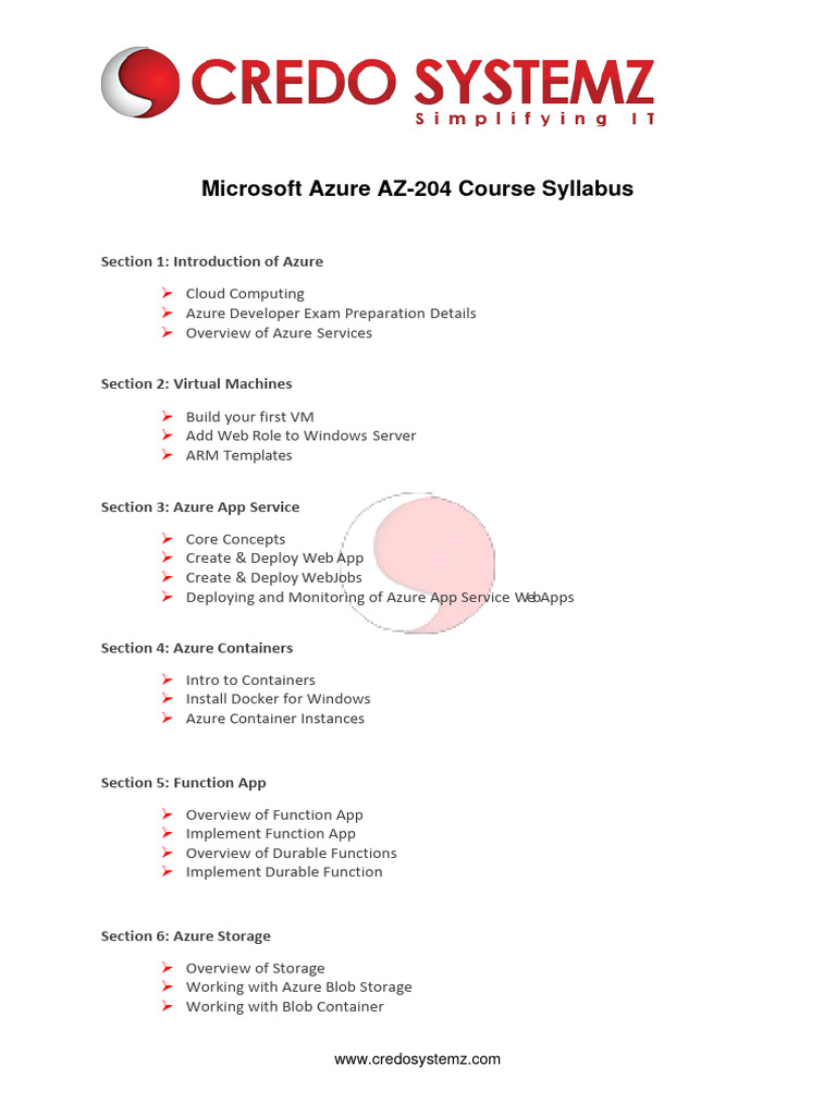 Azure 204 Course Syllabus | PDF