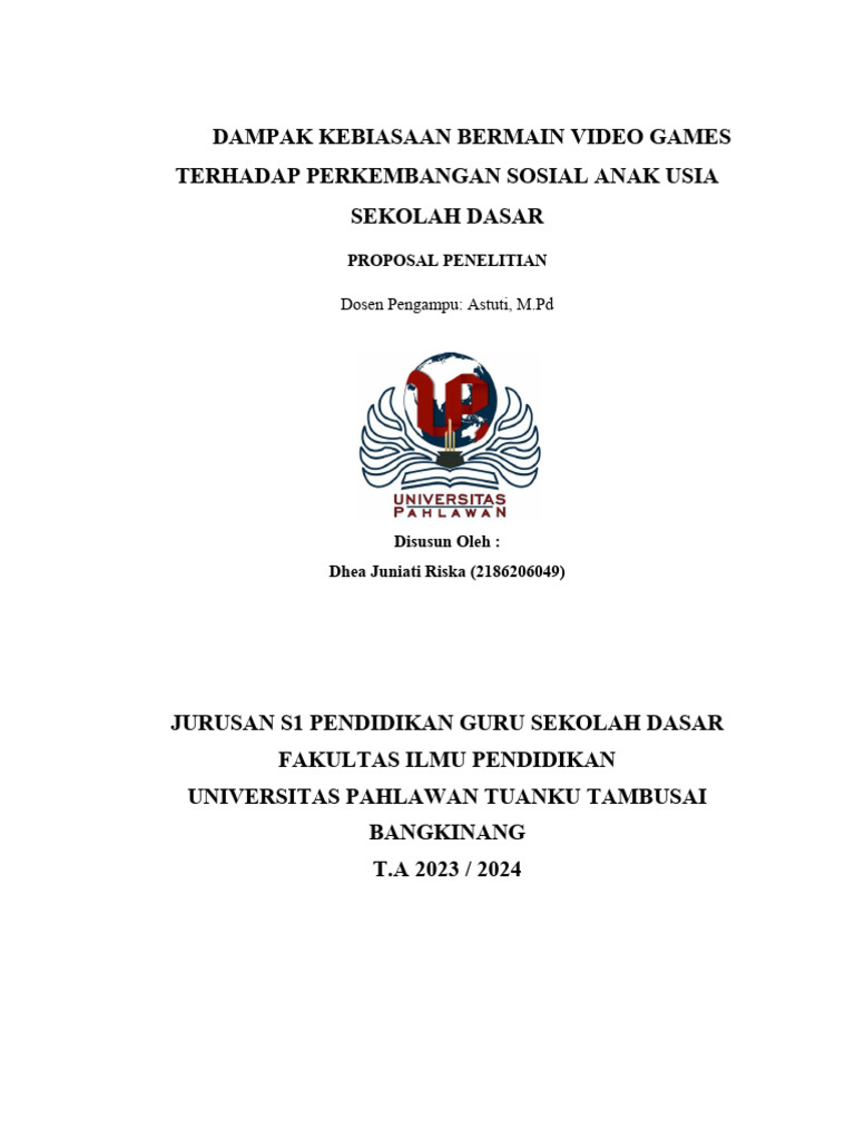 Proposal Penelitian PGSD. | PDF | Ilmu Sosial | Kesehatan Holistik