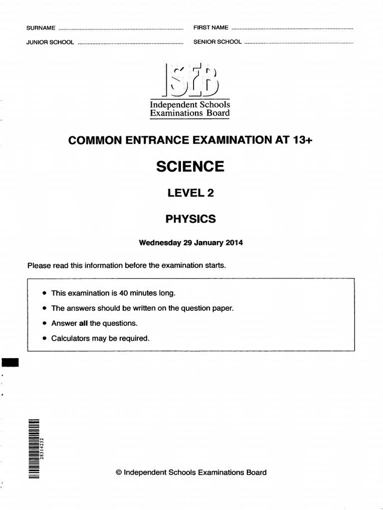 13 Physics Level 2 Iseb January 2014 | PDF