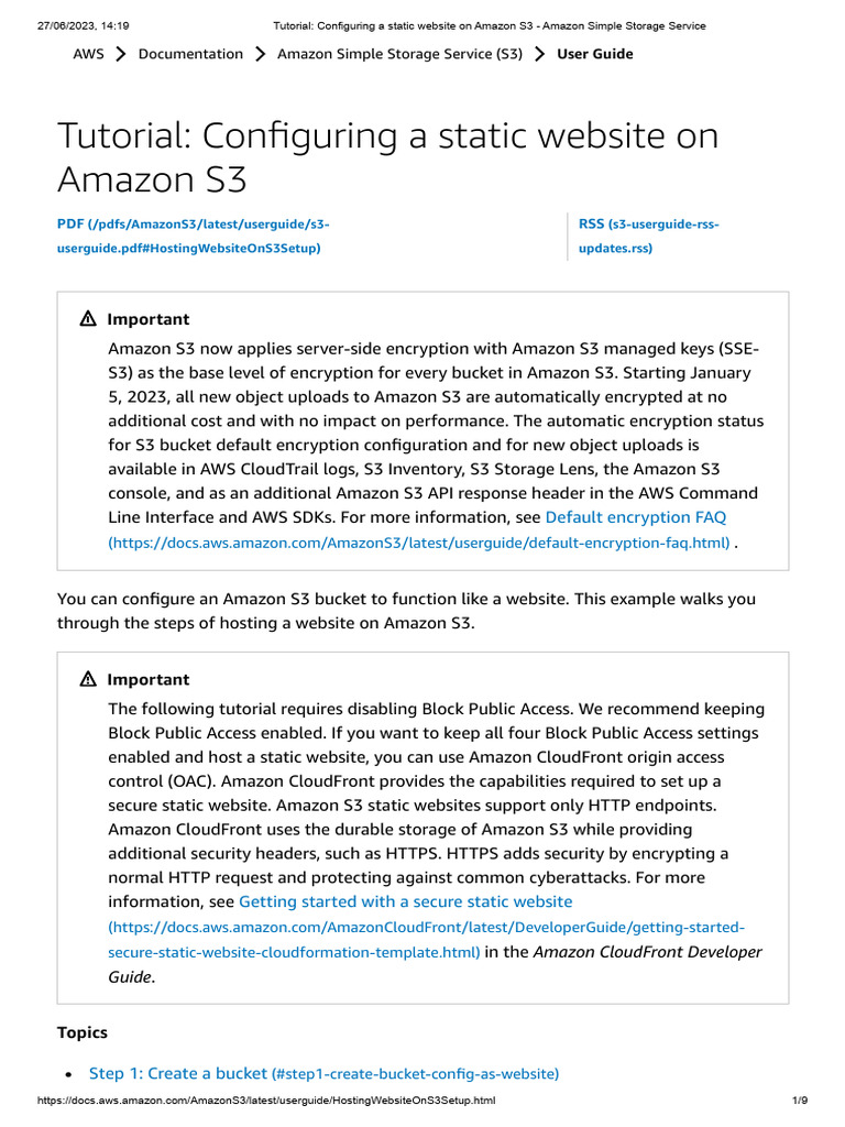Tutorial - Configuring A Static Website On Amazon S3 | PDF | Computer Science | Computing