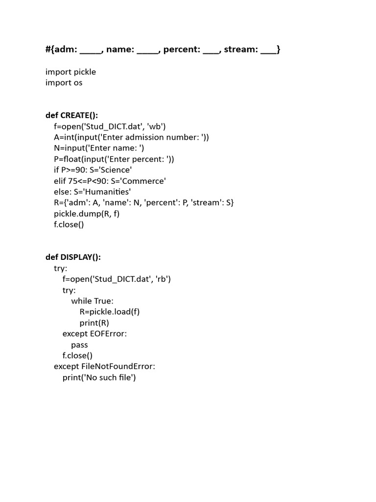 Binary File Using Dictionary | PDF