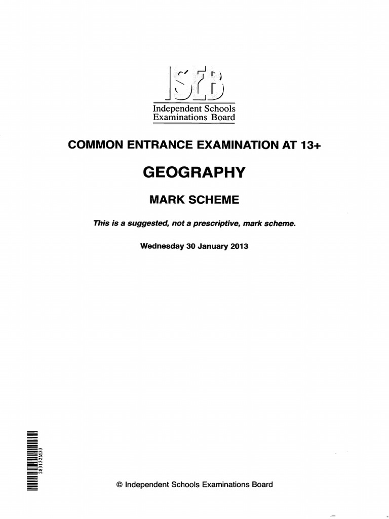 13 Geography Mark Scheme Iseb January 2013 | PDF