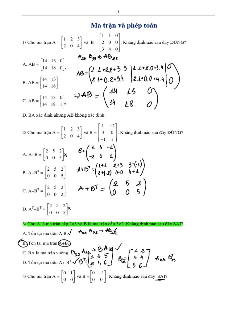 02-Ma Tran Va Phep Toan | PDF