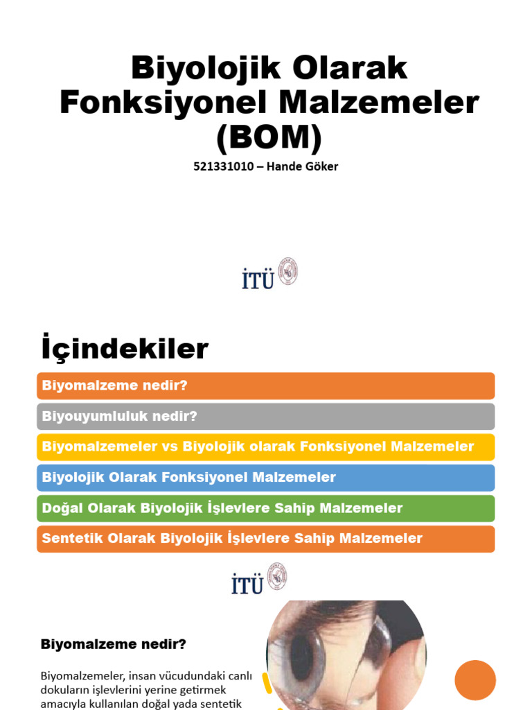 Biyolojik Olarak Fonksiyonel Malzemeler | PDF