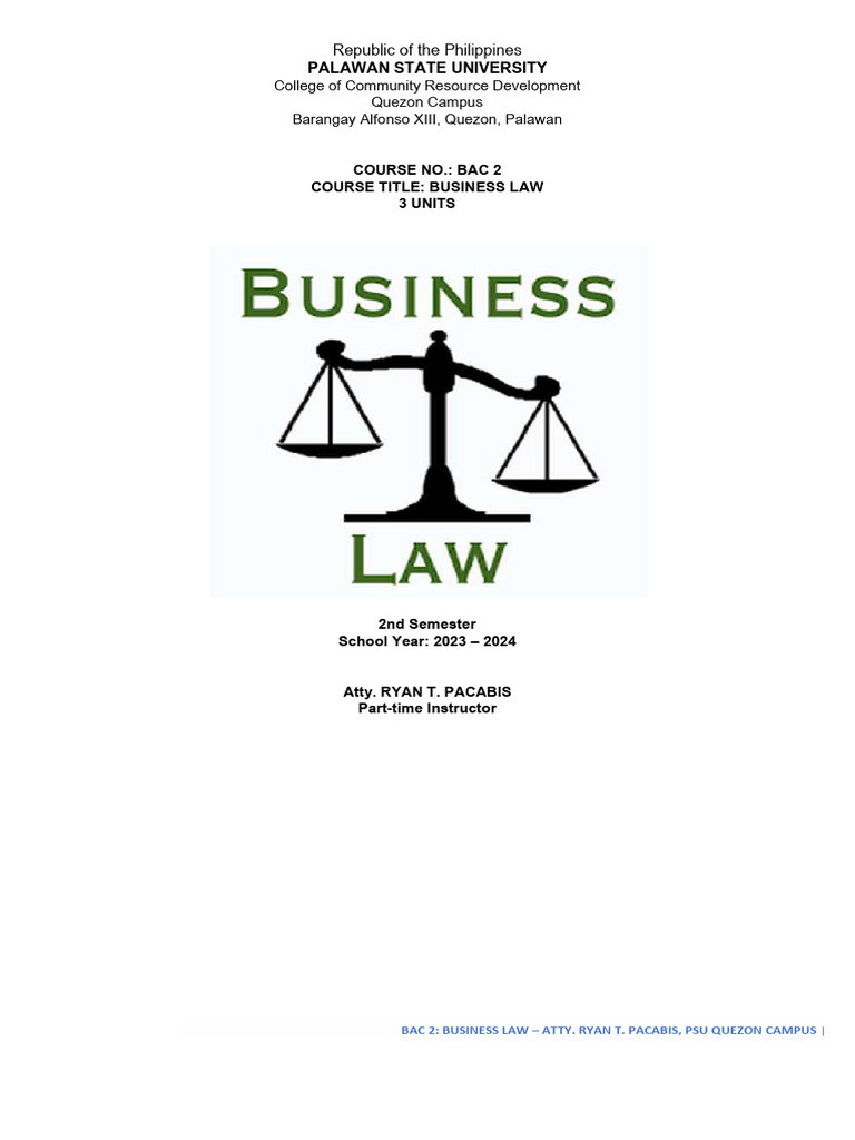 Business Law Preliminary Lessons | PDF | Partnership | Sole Proprietorship