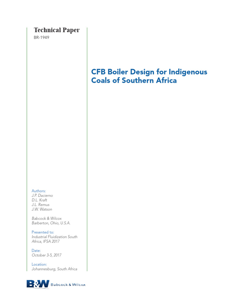 CFB Boiler Design | PDF | Coal | Exhaust Gas
