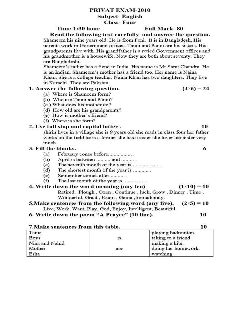 Class 4 English | PDF | Language Arts & Discipline