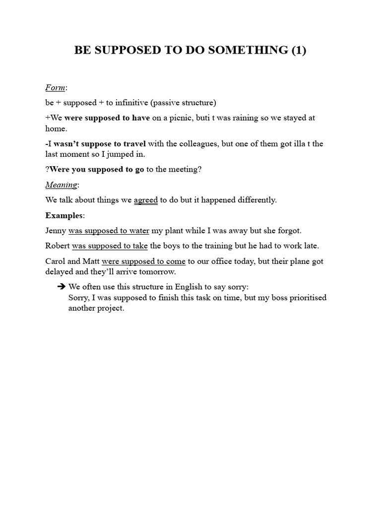 Be Supposed To Grammar1 Agreement | PDF | Language Arts & Discipline