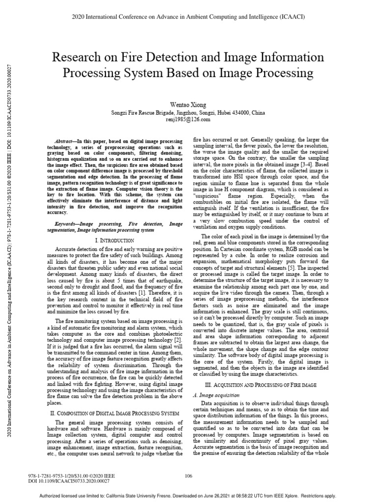 DIP Paper 8 Fire Detection - Selected | PDF | Image Segmentation | Video