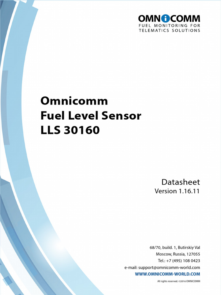 Datasheet For LLS 30160 v1.16 | PDF | Fuels | Sensor