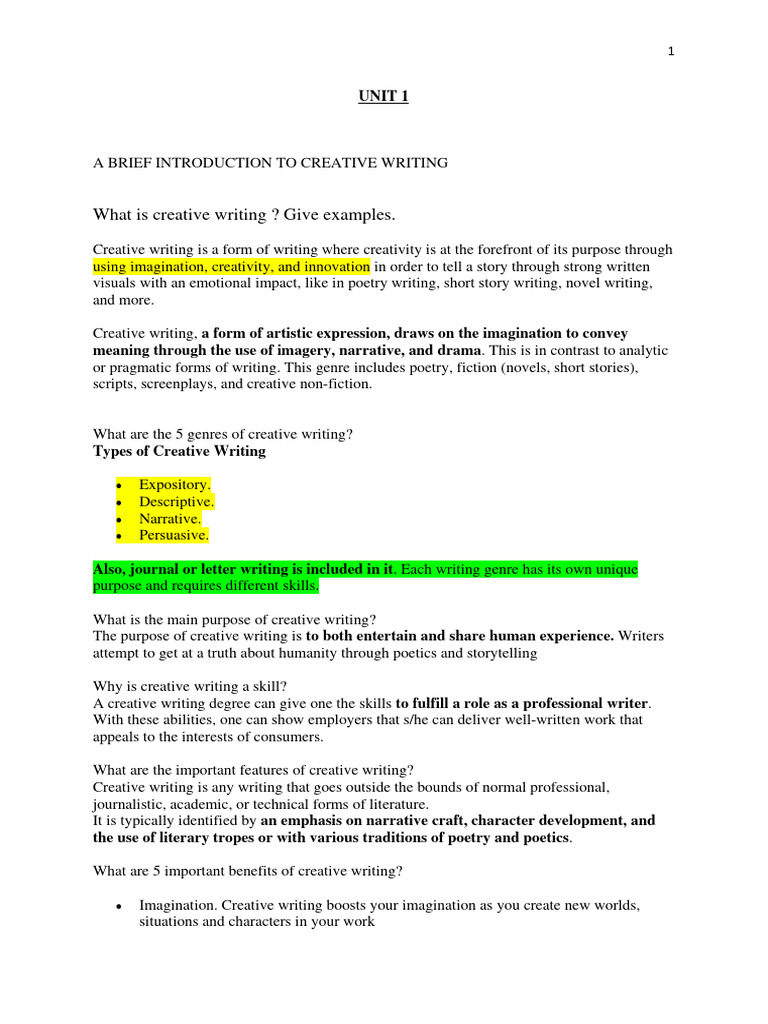 Introduction to Creative Writing Genres | PDF | Narrative | Creative ...
