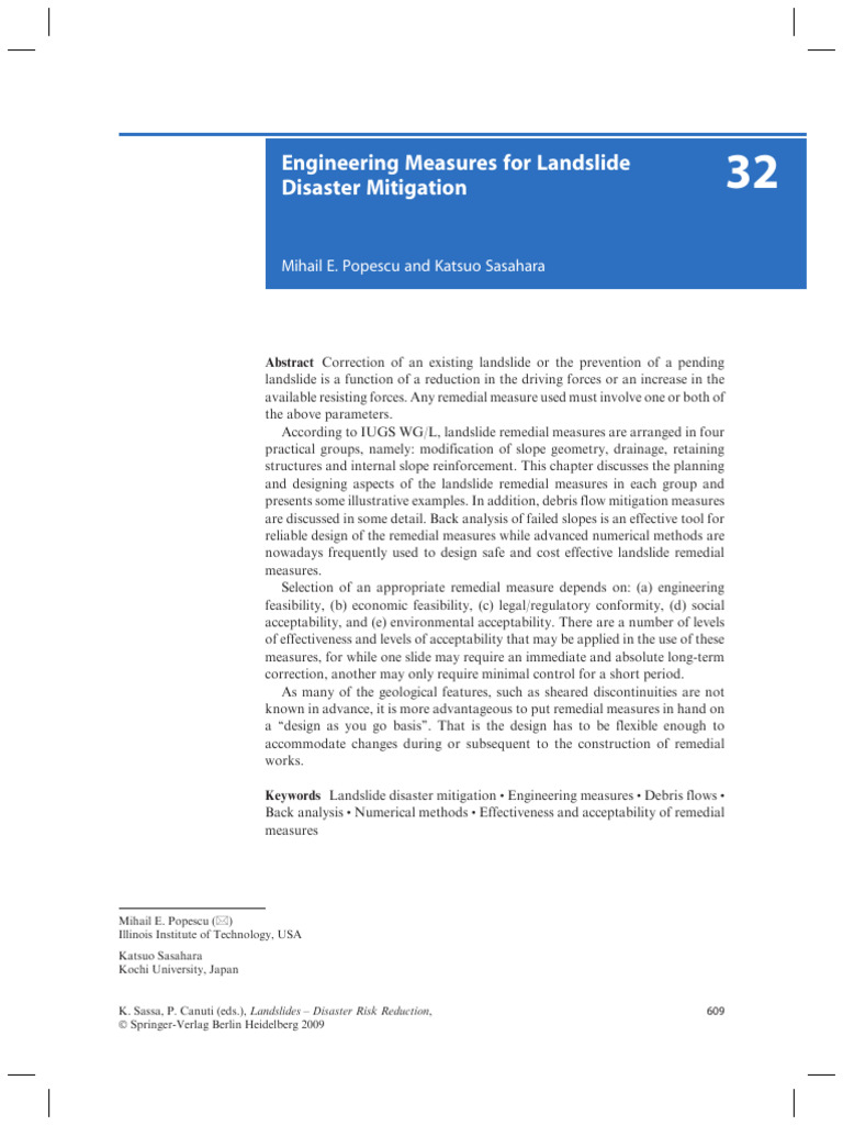 engineering-measures-for-landslide-disaster-mitigation | PDF | Landslide | Dam